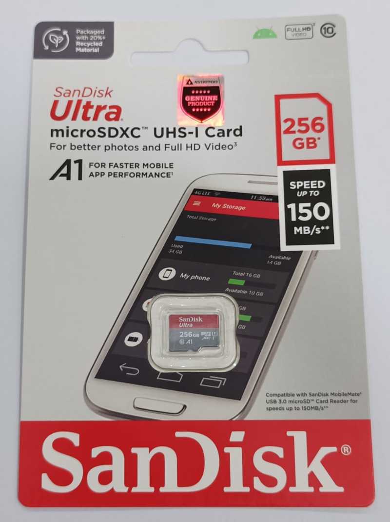 Promo Sandisk Ultra microSD A1 Memory Card 256 GB 150Mbps [ SDSQUAC ...