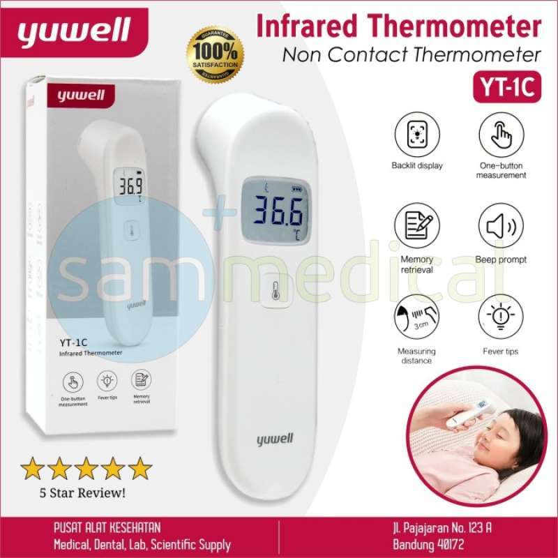 Jual Yuwell Infrared Forehead Thermometer Non Contact YT 1C di Seller ...