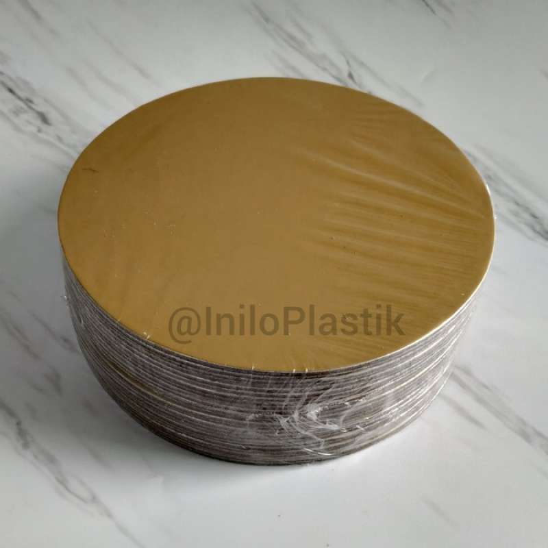 Jual Tatakan Kue Bulat / Cake Board / Alas Kue Tart Gold Diameter 24cm ...