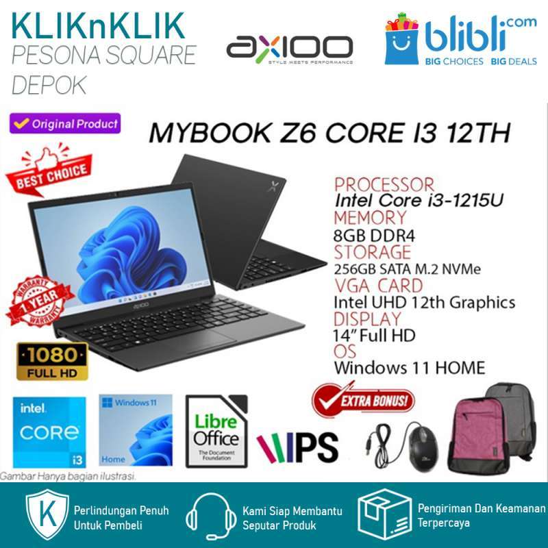 Jual LAPTOP BARU MURAH AXIOO MYBOOK Z6 I3 1215U 8GB 256GB FHD IPS 14 ...