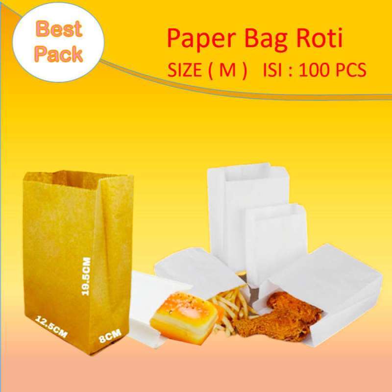 Jual Unik Paper Bag -/ Kantong Kertas Putih Untuk Roti Fried Chicken ...