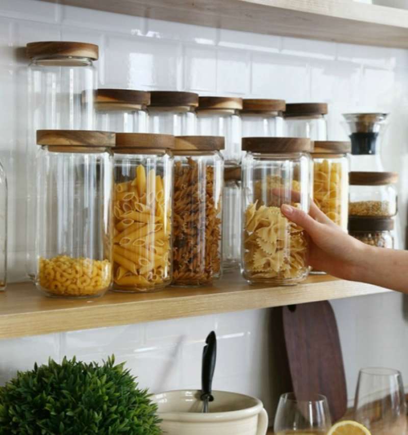 Jual Toples Kaca Dengan Tutup Kayu Clear Glass Storage Jar With Wood ...