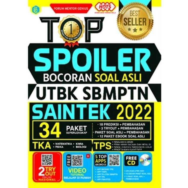 Jual Buku Top Spoiler Bocoran Soal Asli UTBK SBMPTN Saintek 2022 di Seller Kedai1001buku ...