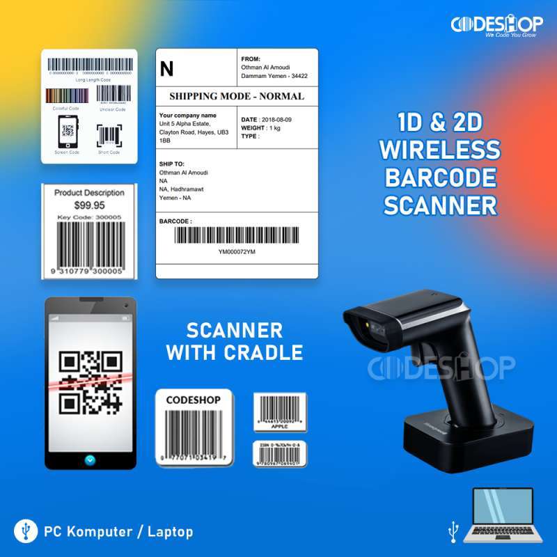 Jual Scanner Barcode Honeywell Oh4503 Wireless + Cradle + Dongle 2d ...
