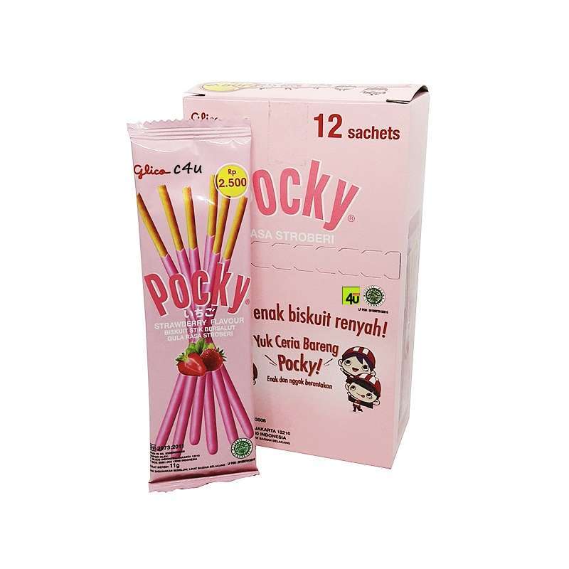 Jual Pocky SACHET Strawberry Stick Biscuit 12 gr [1 kotak isi 12 sachet ...