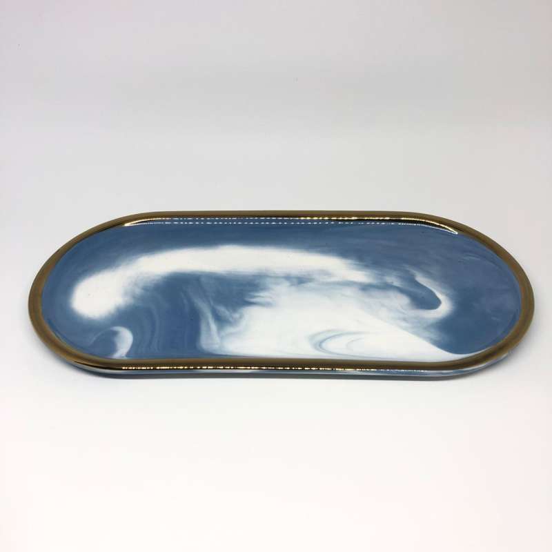 Jual Piring Oval Keramik Marble Besar - Blue Marble di Seller Luxury ...