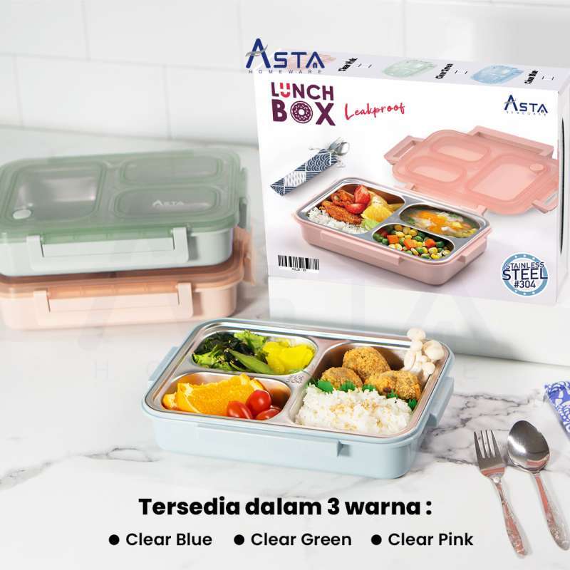 Jual Asta Kotak Makan Stainless Steel 304 Leakproof Anti Tumpah Lunch Box 3 Sekat Aslb-03 ...
