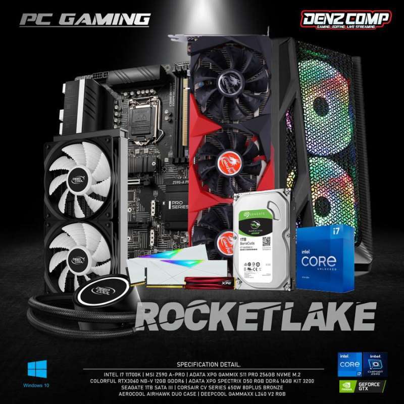 Jual PC ROCKETLAKE - I7 11700K (RTX3060 12GB GDDR6) 16GB 256GB NVME M2 1TB di Seller DENZCOMP ...