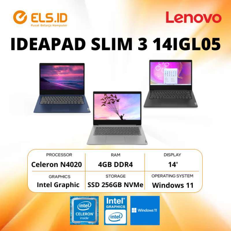 Jual Lenovo IdeaPad Slim 3 14IGL05 Celeron N4020 4GB SSD 256GB 14' W11 ...