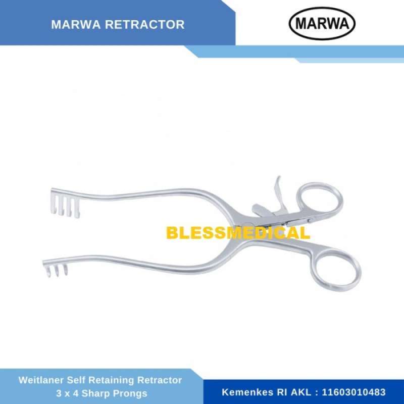 Jual Weitlaner Self Retaining Retractor 3 X 4 Sharp/Blunt Prongs di Seller Medika Corner - | Blibli