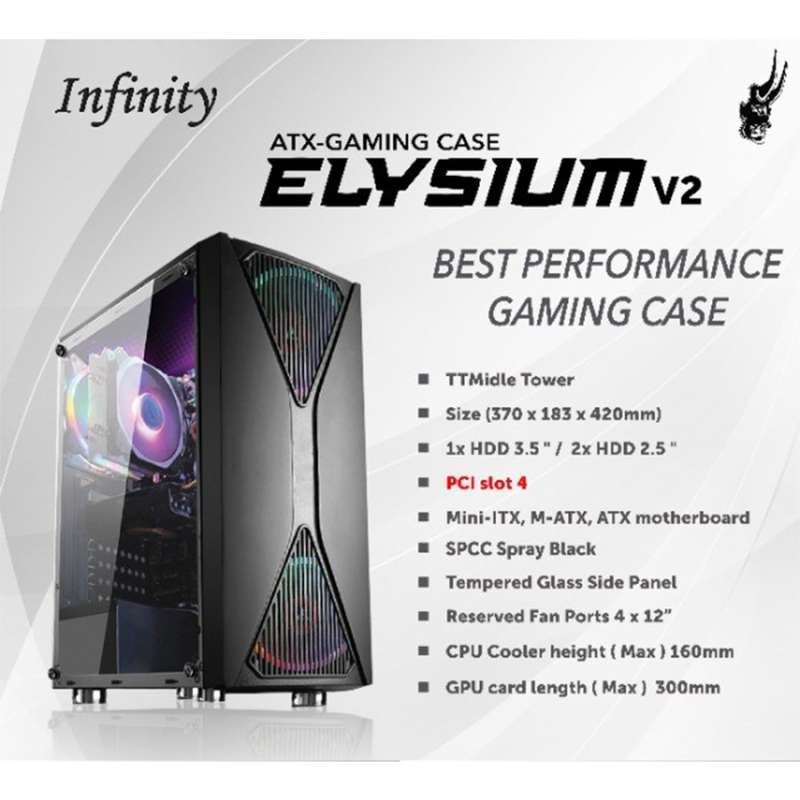 Jual Casing Infinity Elysium V2 (mATX, ATX) - Tanpa fan di Seller ...