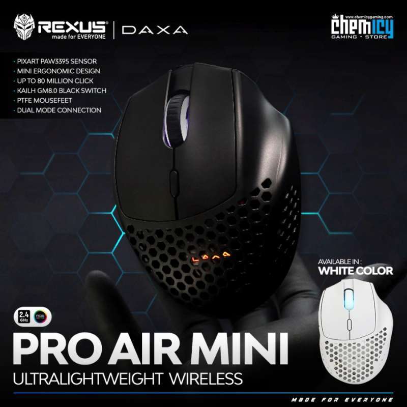 Jual Rexus Daxa Air Mini Wireless Gaming Mouse - Putih di Seller ...