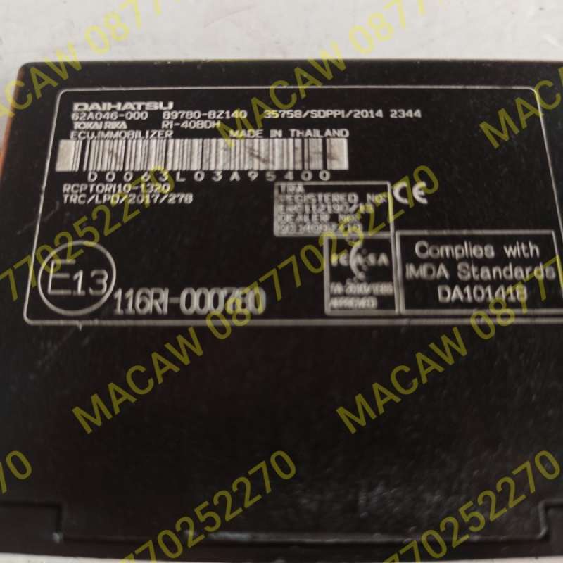 Jual Ecu Immobilizer Computer Assy Transponder Key Toyota Grand New ...
