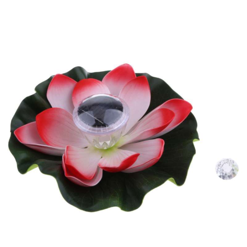Promo Solar Powered Lotus Flower Wishing Lamp Floating Water Light ...