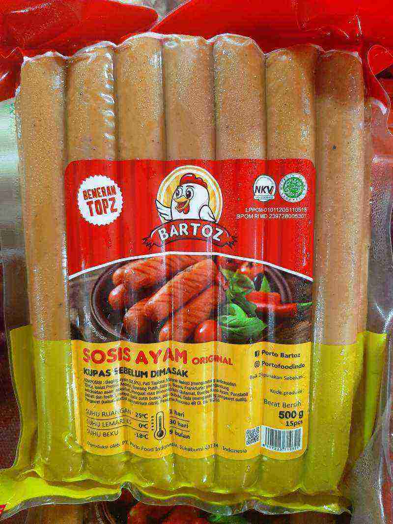 Jual Bartoz Long Sosis Ayam 500 Gram, Isi 15 Pcs Enak dan Bergizi di ...