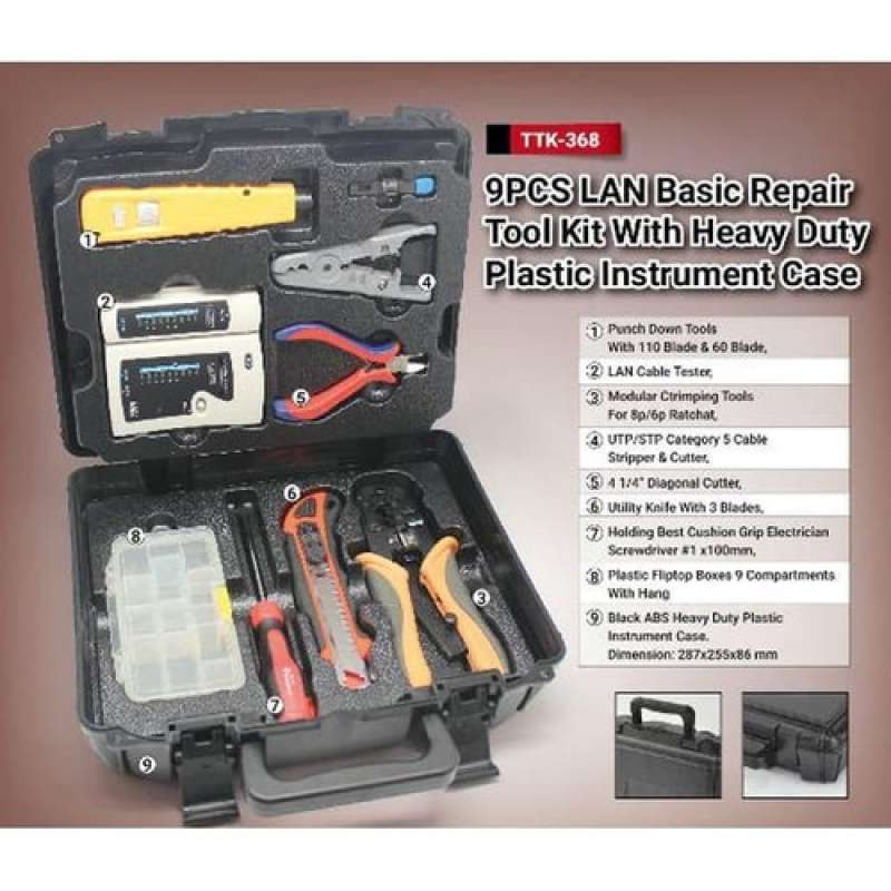 Jual Goldtool TTK-368 Toolkit Network Jaringan Lan RJ45 di Seller Wireless Mall Store - Kota ...