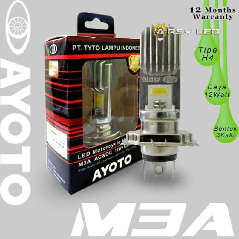 Promo Lampu LED Utama Motor Bebek Matic H4 HS1 AYOTO ASLI M3A AC DC PNP - Putih Diskon 9% di ...