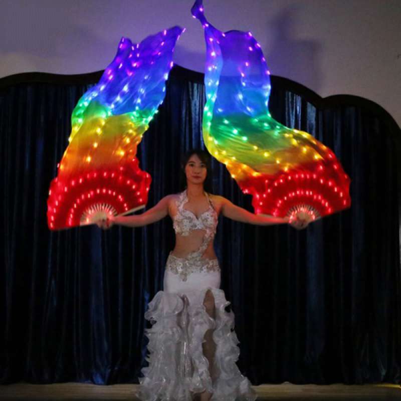 Jual Rainbow Led Dance Fans Glow Light up Belly Dancing Prop Stage ...