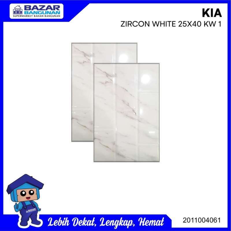 Jual KIA - Keramik Dinding / Tembok / Wall Tile Zircon White 25X40 Kw1 ...