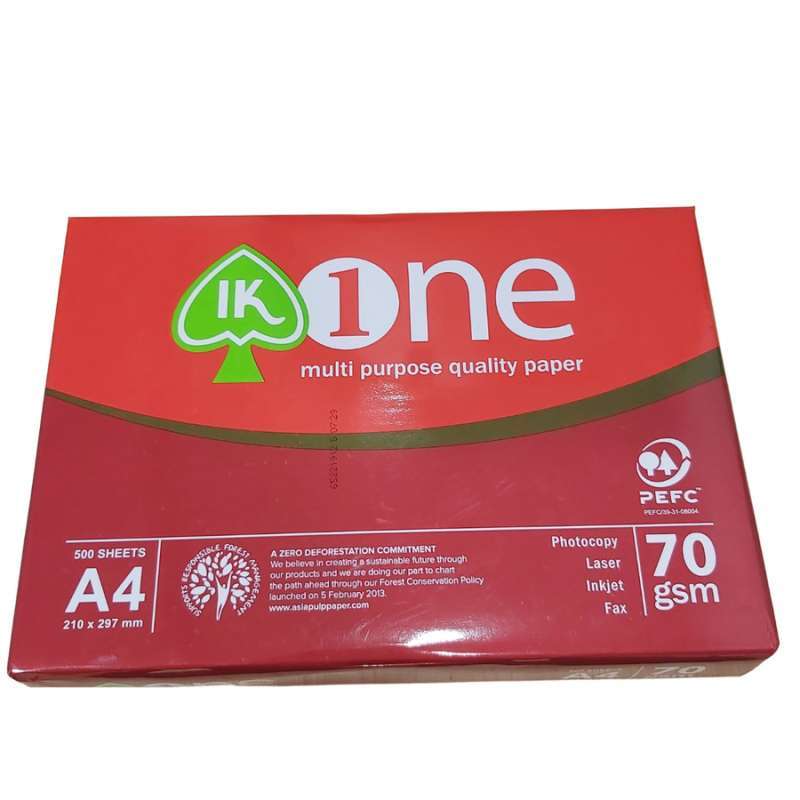 Jual Kertas Hvs A4 IK One Kertas Foto Copy 70Gsm 210x297mm (500 Sheets) di Seller SUKSES IDEAL ...