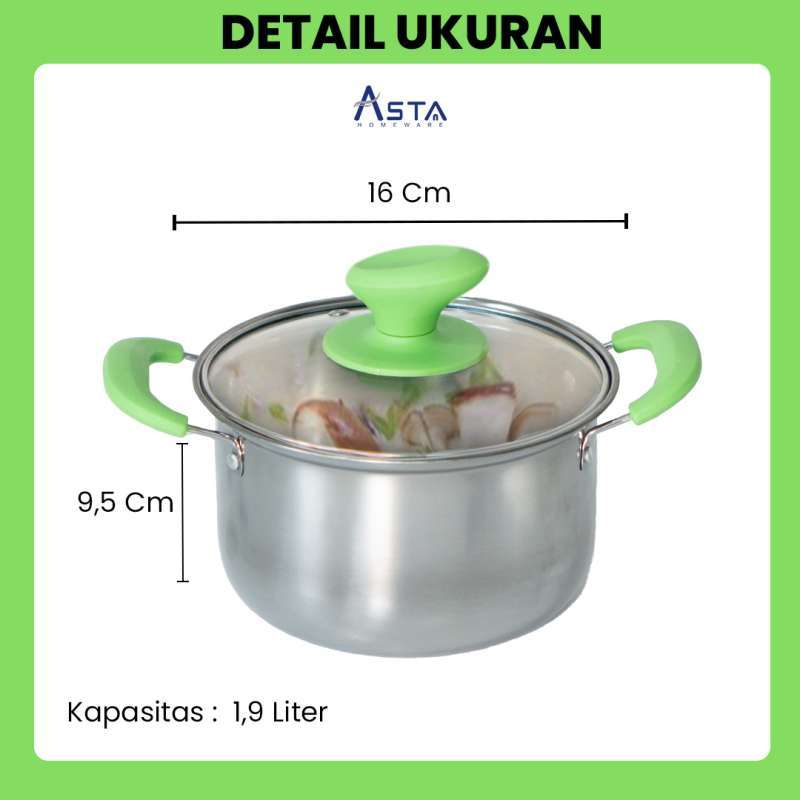 Promo Asta Homeware Panci Sup Pot 16 18 20 22 Cm Stainless Steel Tutup ...