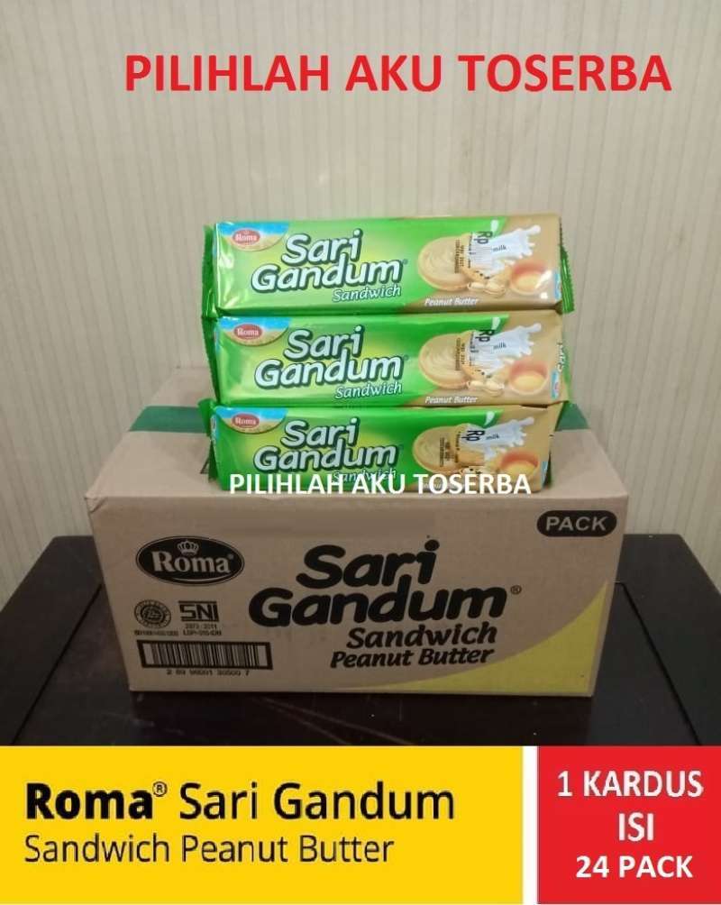 Promo Roma Sari Gandum Peanut 108 Gr ( 1 Dus Isi 24 Pcs ) Diskon 13% Di ...
