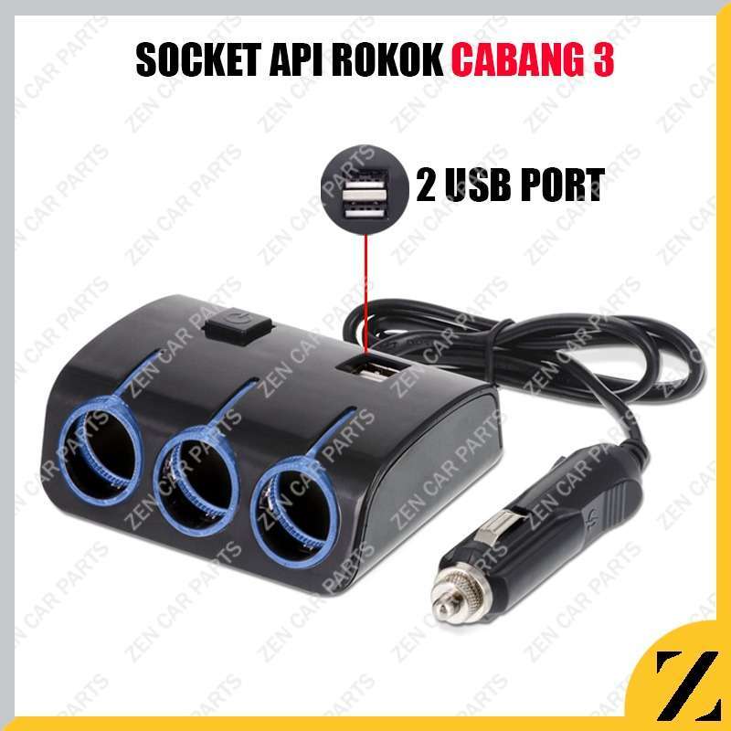 Jual Car Cigarette Lighter Splitter Cabang Colokan Api Rokok Mobil 3 ...