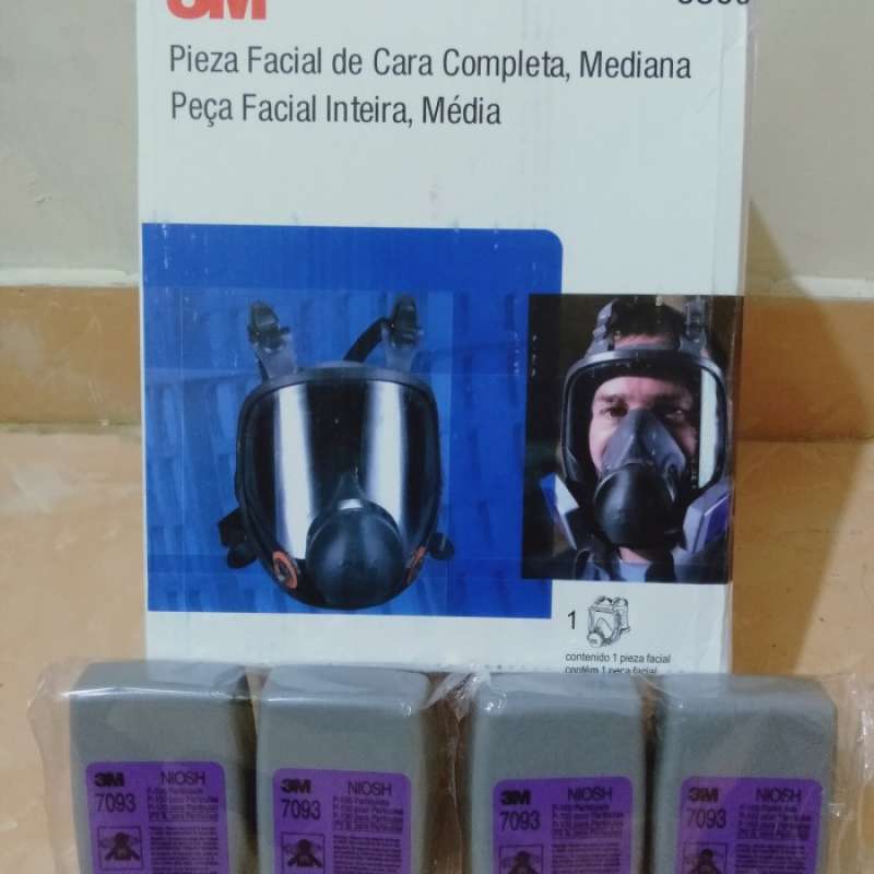 Jual 3M Reusable Full Face Mask Respirator 6800 + Cartridge P100 7093 ...
