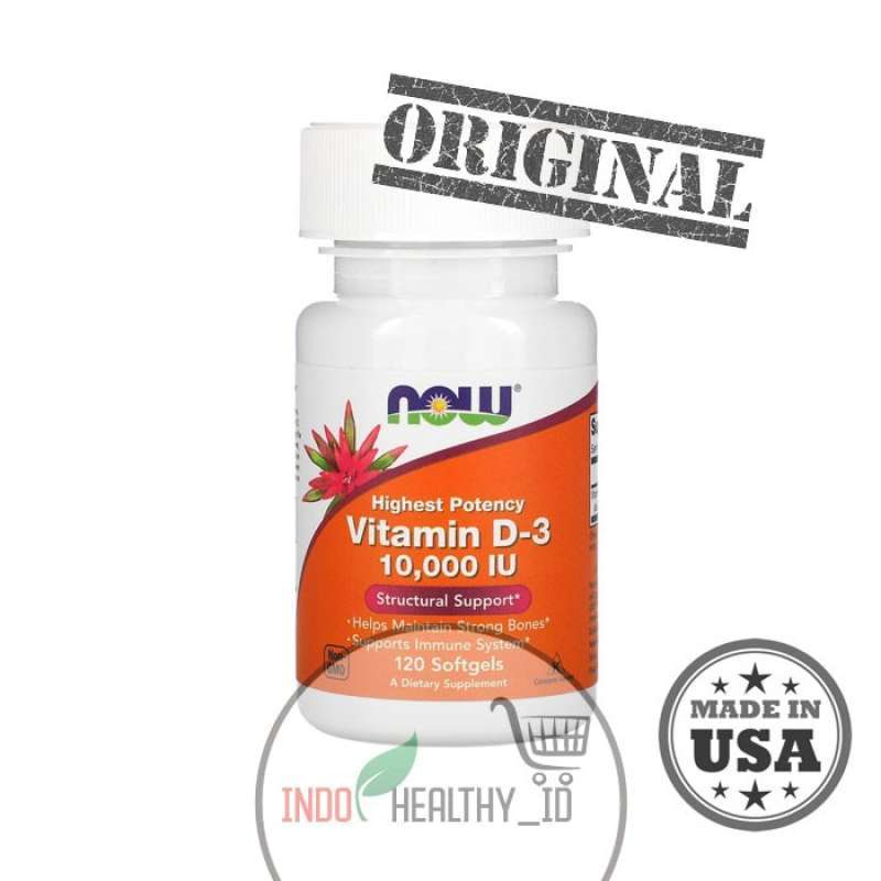 Jual VITAMIN D3 10000 IU NOW FOODS HIGHEST POTENCY D3 10000IU 120 ...
