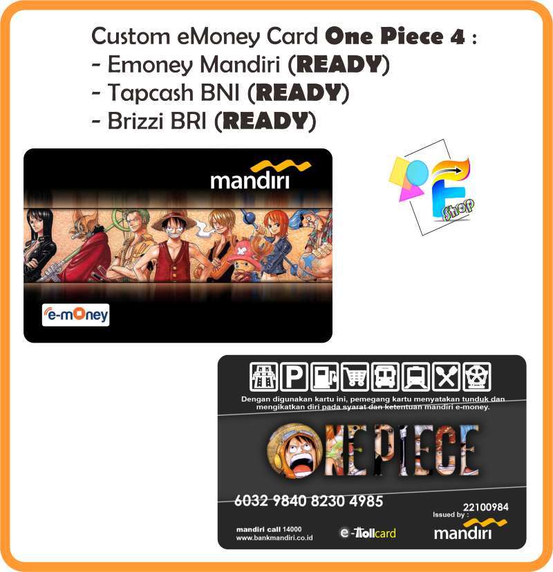 Jual Kartu eMoney eToll Tapcash BRIZZI edisi One Piece - Custom Print ...