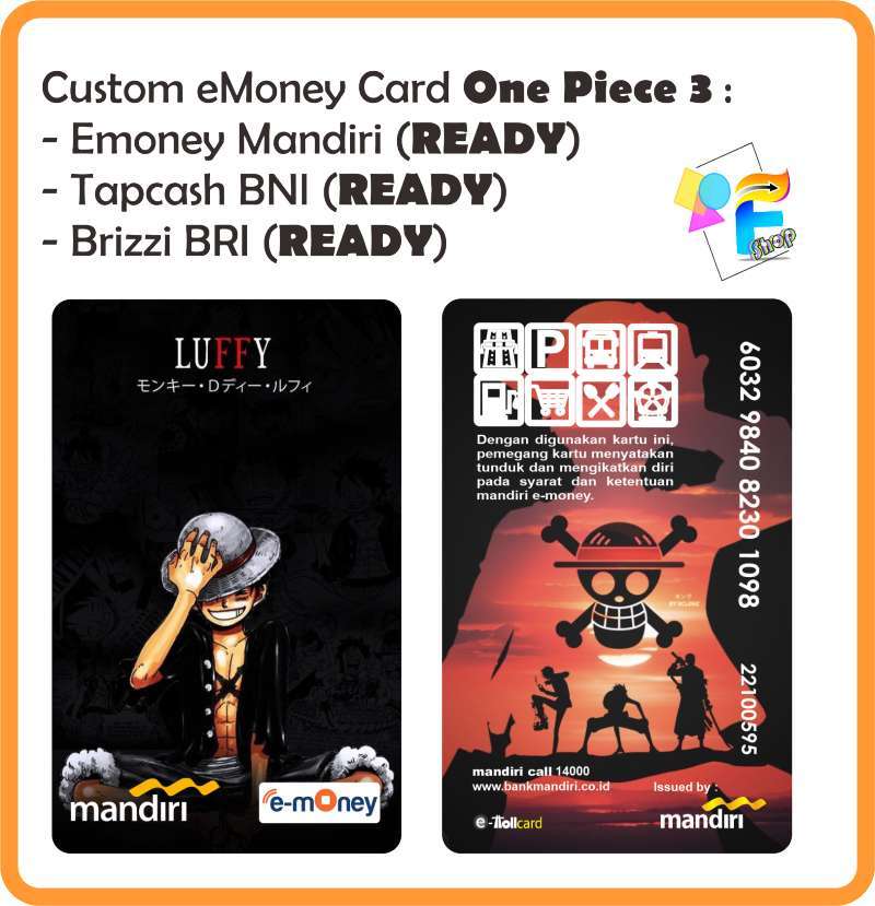 Jual Kartu eMoney eToll Tapcash BRIZZI edisi One Piece - Custom Print ...