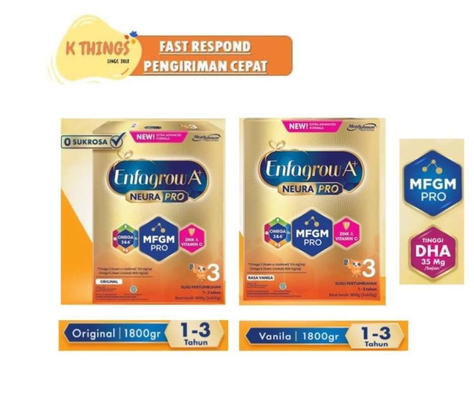 Promo susu formula ENFAGROW A 3 A+3 Vanila Vanilla Susu 1800 g 1,8kg 1800 Diskon 34% di Seller ...