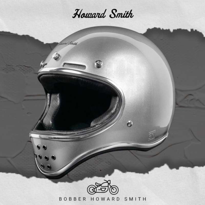 Promo Howard Smith Bobber Helm Full Face Retro Cakil - Sier Met - M ...