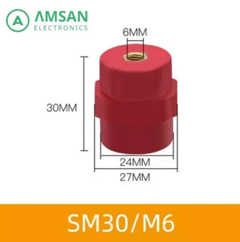 Jual Dudukan Busbar Isolator Insulator Silinder Sm-25-30-35-51-76 Merah ...