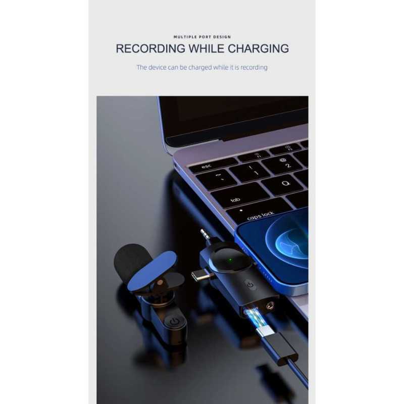 Jual Clip On Mic Wireless Microphone Mini Noice Reduction 3in1 Receiver ...