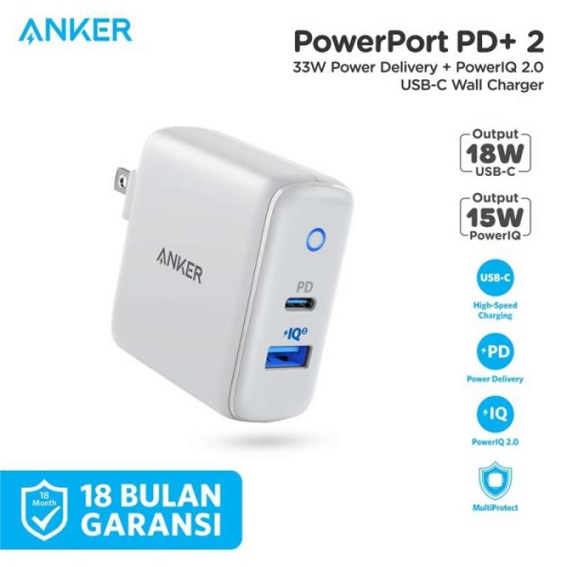 Promo Wall Charger Anker Powerport PD+ 2 - Garansi Resmi Anker Diskon ...