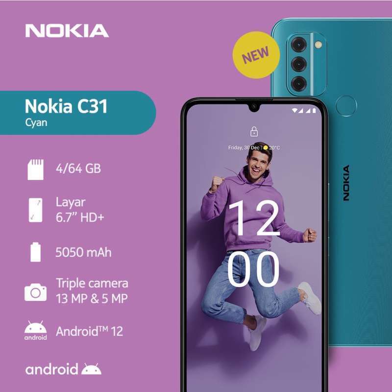 Jual NOKIA C31 4/64 -GARANSI RESMI BIG BATERAI di Seller 7Cell Surabaya ...