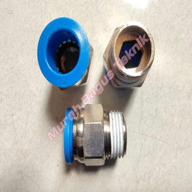 Jual Dijual Fitting Pneumatic PCM 12mm - 3/8 One Touch Fitting Angin ...