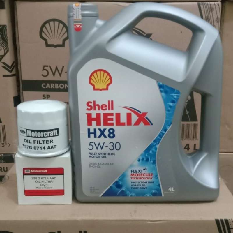 Jual Shell Helix HX8 5W-30 Paket Filter oli Ford fiesta Ecosport ...