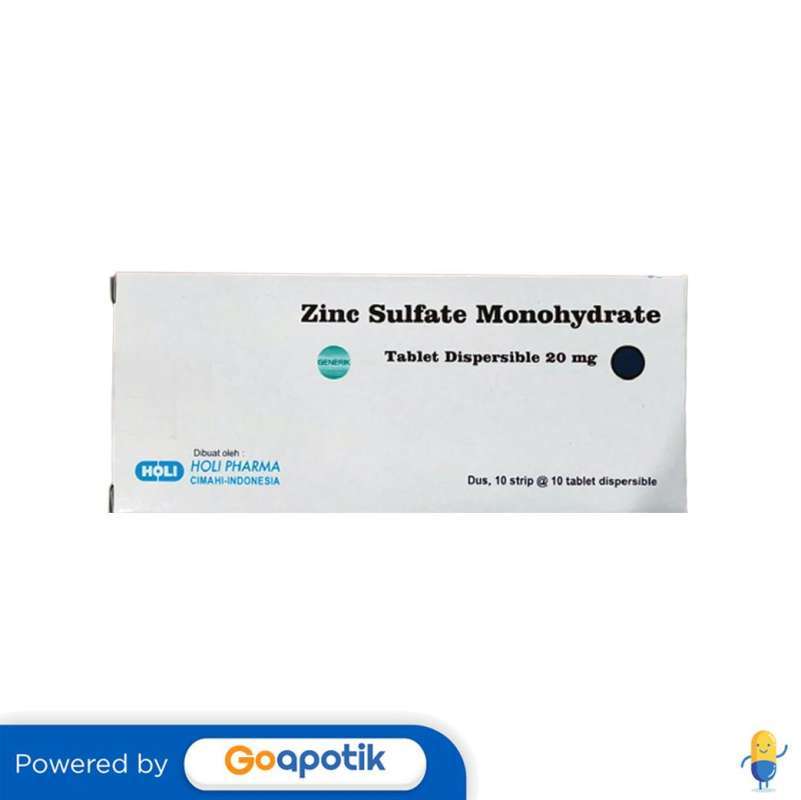 Jual ZINC SULFATE MONOHYDRATE 20 MG HOLI BOX 100 TABLET di Seller ...