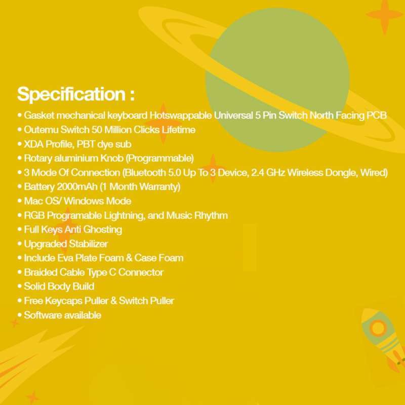 Jual Koodo Solar 75% Wireless Mechanical Gaming Keyboard With Knob ...