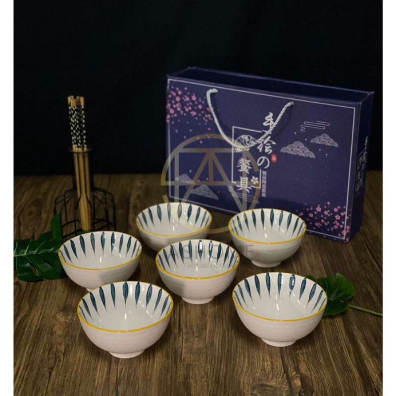 Promo Mangkuk Keramik Gift Set Jepang Beserta Sumpit Dan Box (Sendai ...