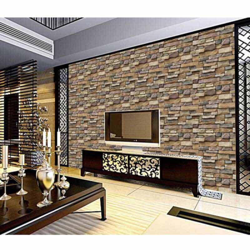Jual Stone Brick Wallpaper Pvc Wallpaper For Home Design And Room ...