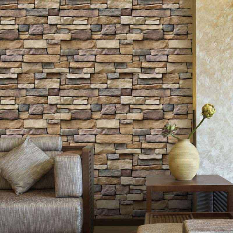 Jual Stone Brick Wallpaper Pvc Wallpaper For Home Design And Room ...