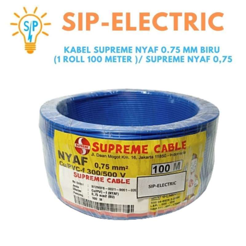 Jual Kabel Supreme Nyaf 0.75 Mm Biru (1 Roll 100 Meter )/ Supreme Nyaf ...