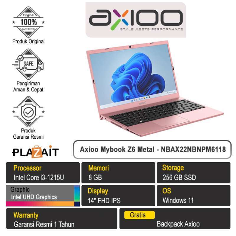 Jual Axioo Mybook Z6 Metal - Nbax22nbnpm6118 /intel Core I3-1215u/8gb/256gb Ssd/intel Uhd ...