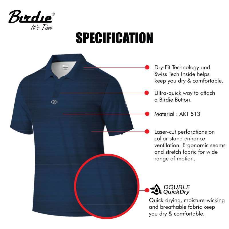 Jual Baju Polo Shirt Golf Polyester Dry Fit Stretch Pro Original Birdie ...
