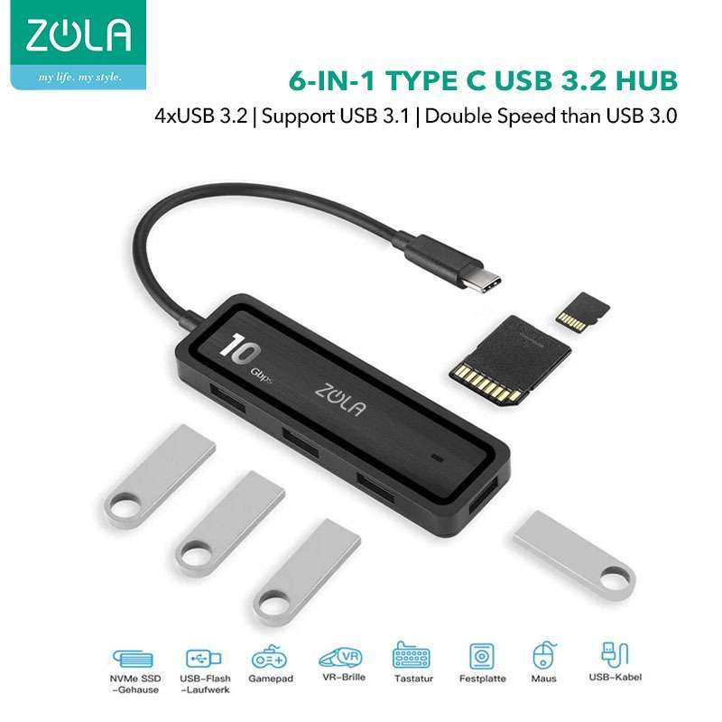 Promo Zola 6 In 1 Usb 3.2 Hub Sd/tf Card Converter Type C 3.2 Cbook Laptop Diskon 65% Di Seller ...