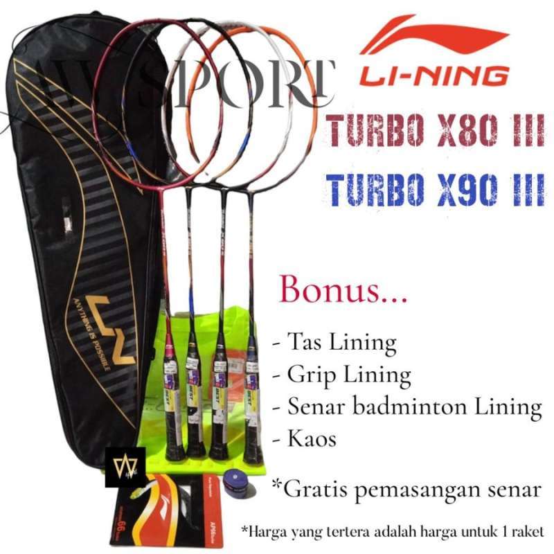 Jual Raket Badminton Li-Ning TURBO X80 X90 III / Raket Bulutangkis ...