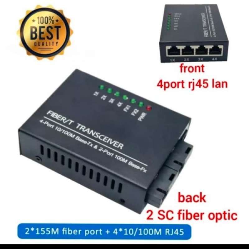 Promo Ethernet Fiber Switch 4 RJ45 2 SC Optik Media Converter Single Mode Diskon 23% di Seller ...